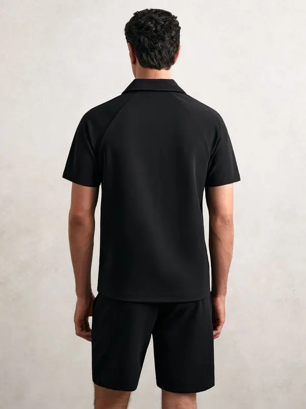 REISS Textured Raglan Half-zip Polo Shirt