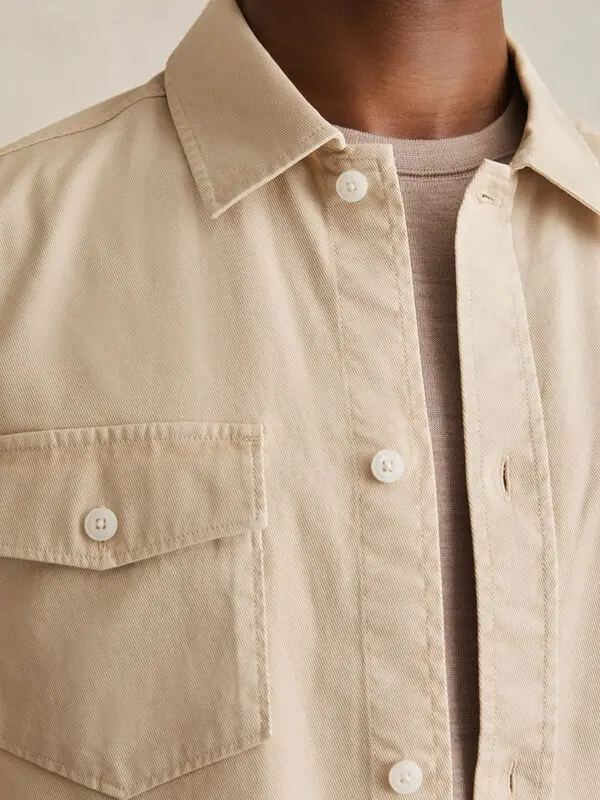 REISS Cotton Twill Twin Pocket Overshirt With Stretch