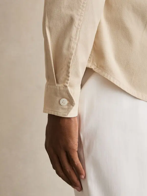 REISS Cotton Twill Twin Pocket Overshirt With Stretch