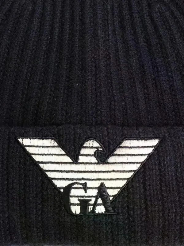 Emporio Armani Logo-embroidered Ribbed Beanie Hat