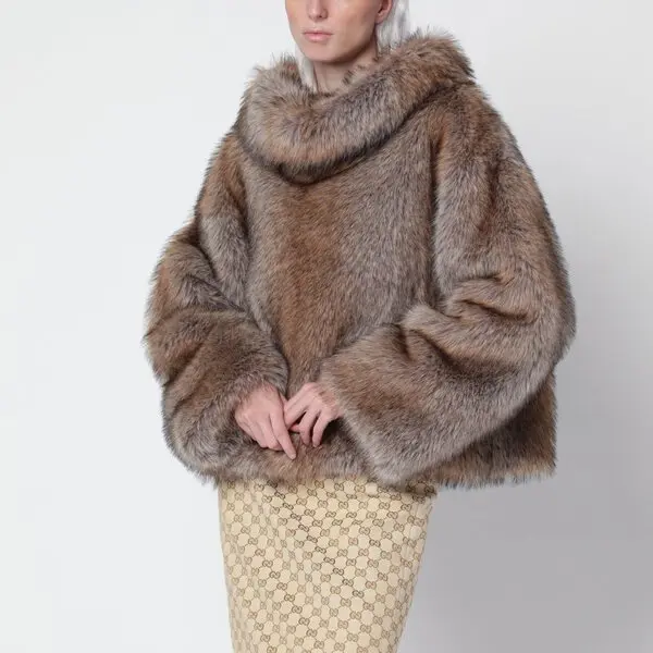 BB COUTURE Brigitte Faux Fur Poncho