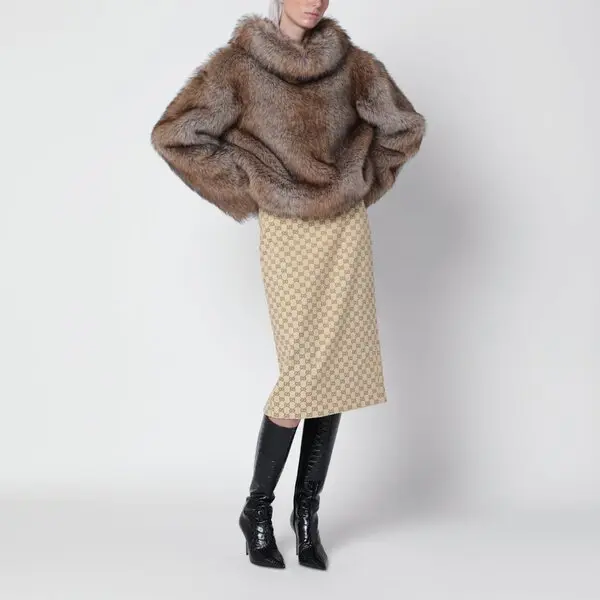 BB COUTURE Brigitte Faux Fur Poncho