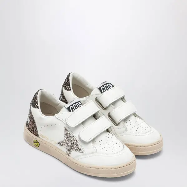 GOLDEN GOOSE Ballstar Leather Sneakers With Glitter Detail