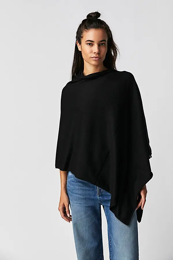Free People Simply Triangle Poncho Jacket At - Black