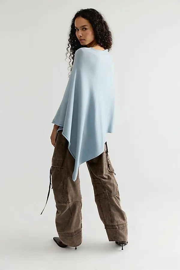 Free People Simply Triangle Poncho - Light Blue