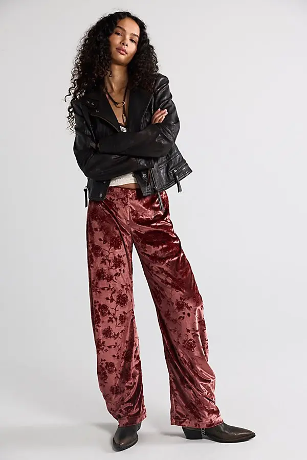Free People Radiance Velvet Pull-on Pants - Henna
