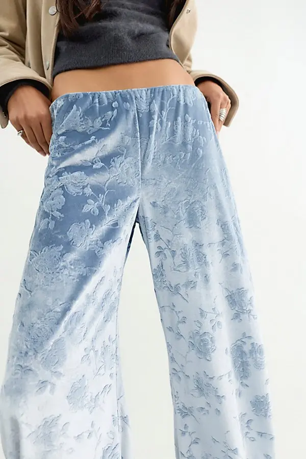 Free People Radiance Velvet Pull-on Pants - Ice Blue