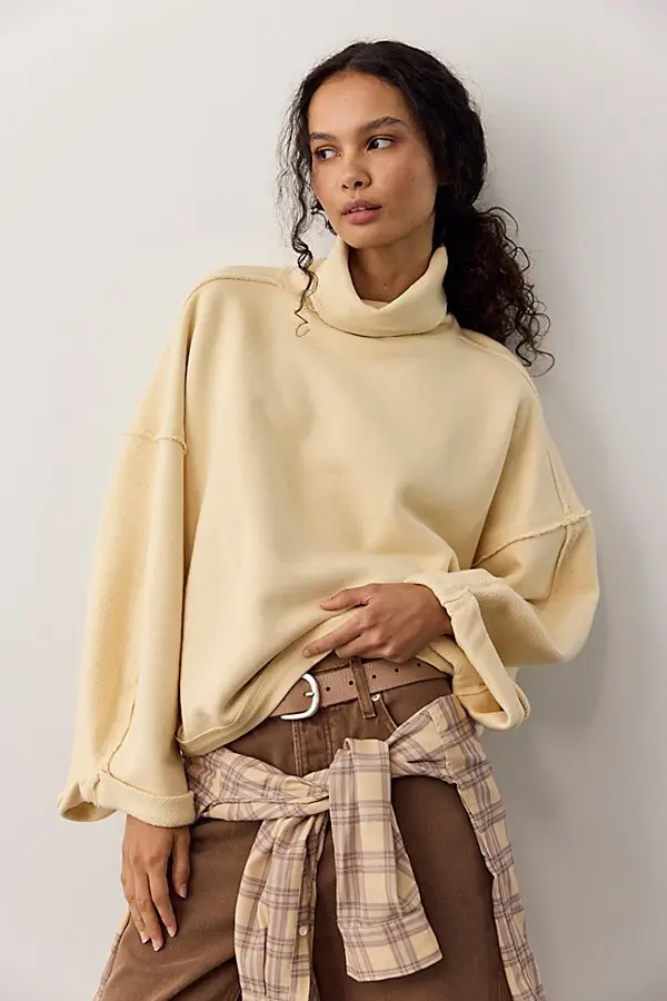 We The Free Mod In This Funnel-neck Pullover At - Alabaster Cream