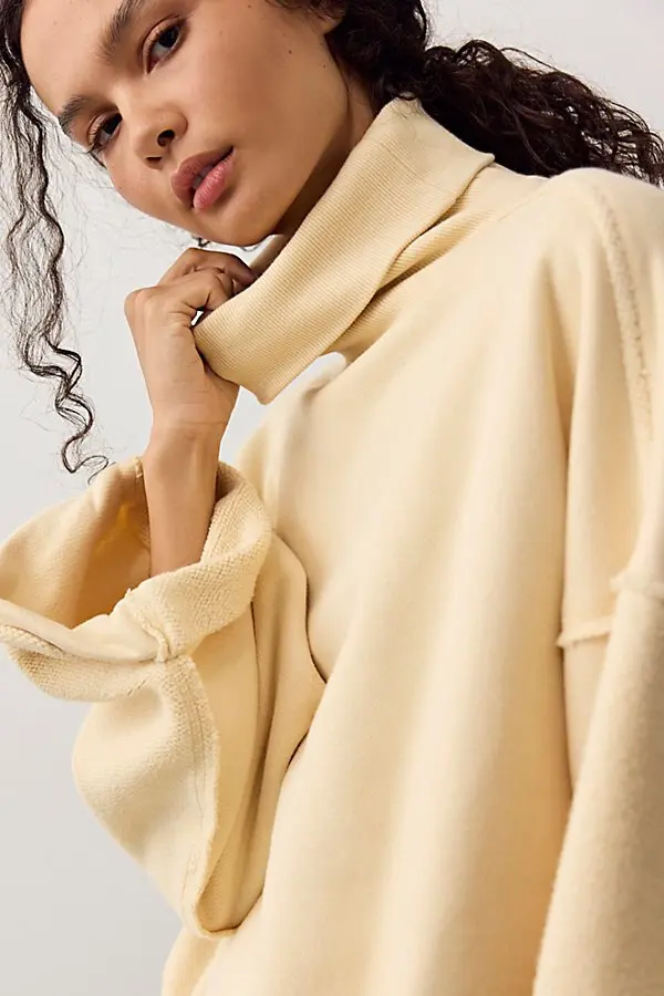 We The Free Mod In This Funnel-neck Pullover At - Alabaster Cream