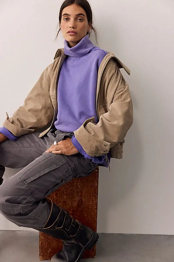 We The Free Mod Funnel Neck Pullover - Amparo Blue