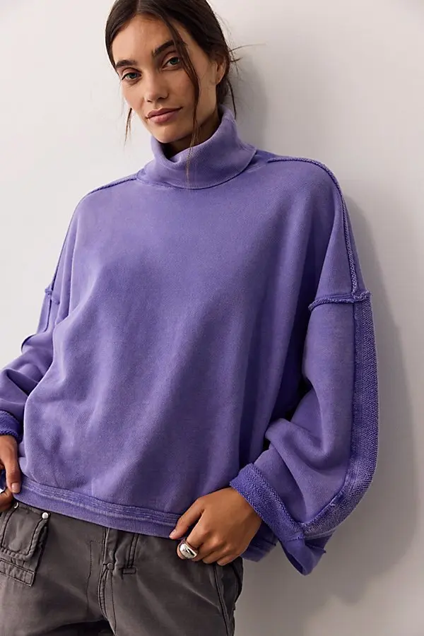 We The Free Mod Funnel Neck Pullover - Amparo Blue