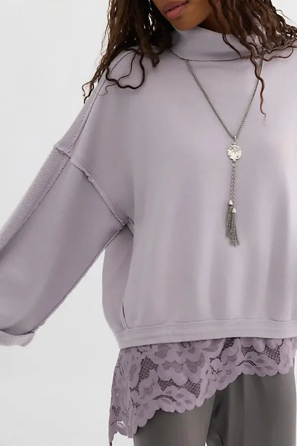 We The Free Mod Funnel Neck Pullover - Misty Lilac
