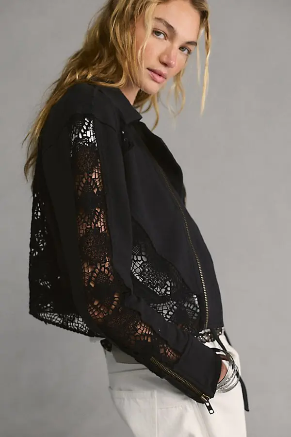 Free People Ivy Bloom Moto Cardigen At