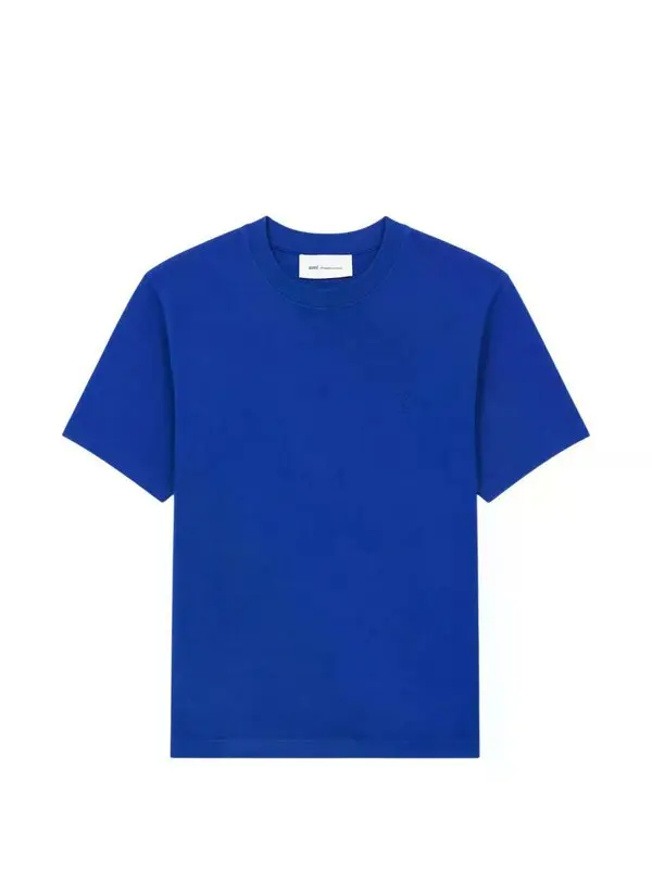 AMI Paris Cotton T-shirt With Embossed De Coeur - Blue