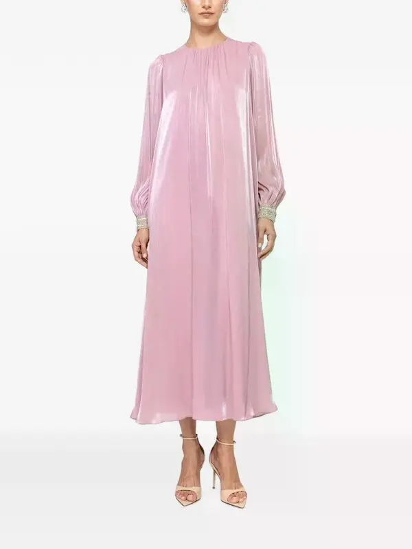 NISSA Crystal-detail Chiffon Midi Dress - Pink