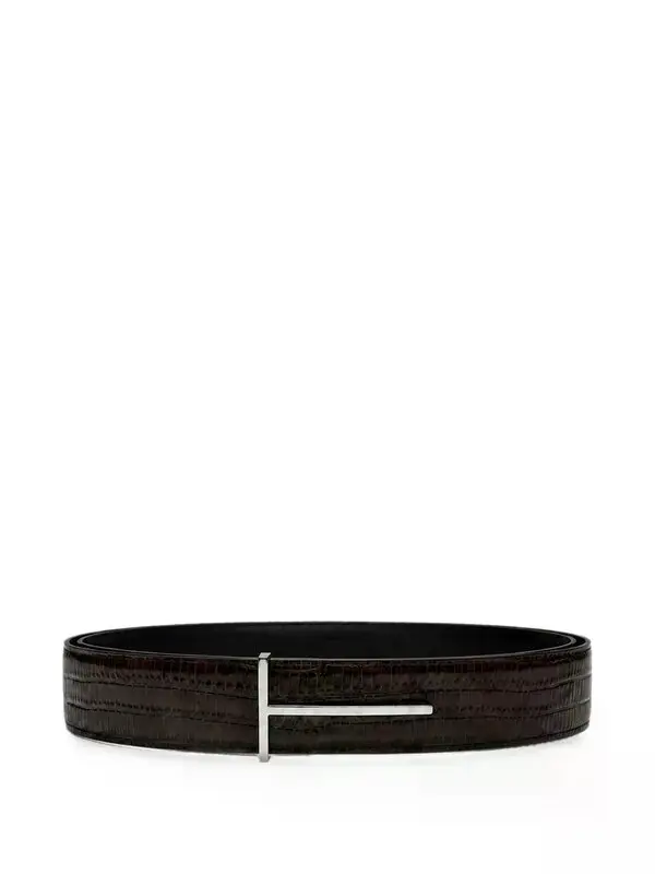 TOM FORD Reversible Lizard-embossed T-buckle Belt