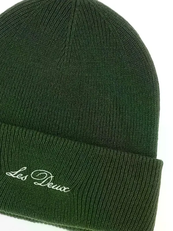 LES DEUX Signature Logo-embroidered Wool Beanie Hat