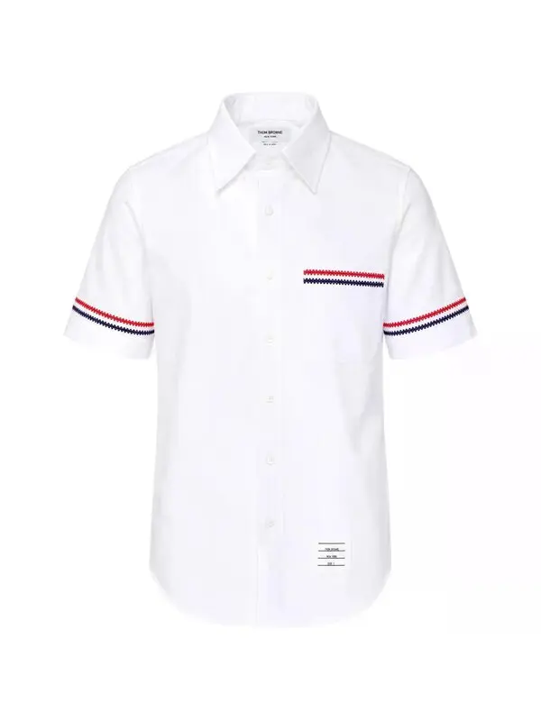 Thom Browne Rwb-stripe Short-sleeve Shirt - White