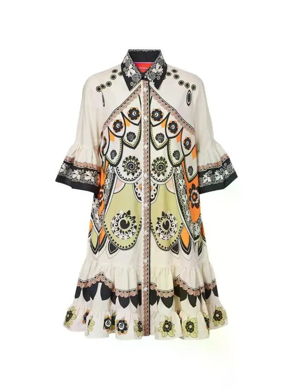 La DoubleJ Plume Placée Choux Mini Dress - White