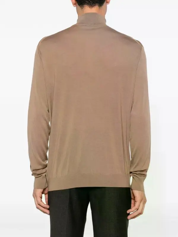 Kiton Quarter-zip Mock Neck Sweater - Brown