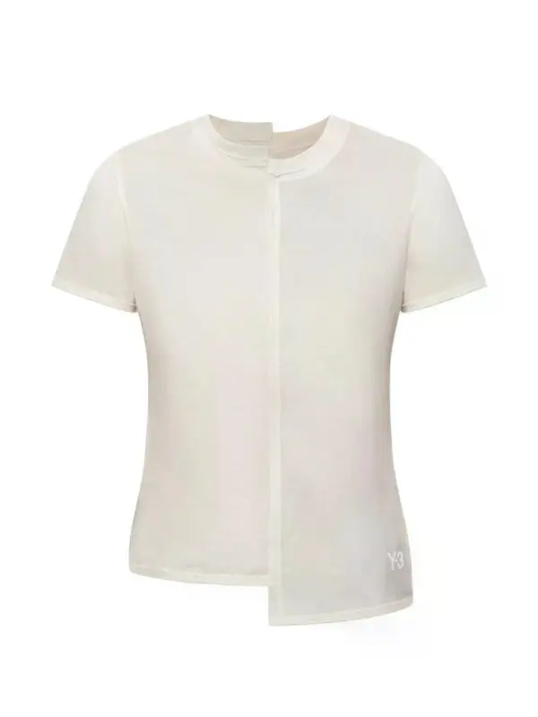 Y3 Logo-print Asymmetric T-shirt - Neutrals