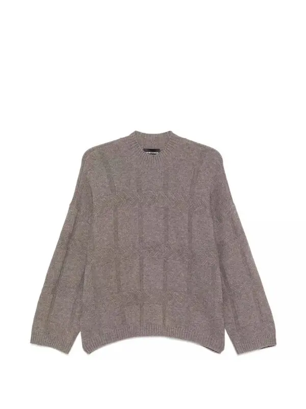 Emporio Armani Check-pattern Cable-knit Sweater - Grey