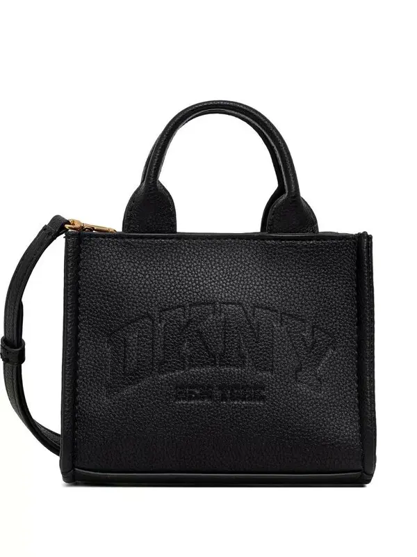 Dkny Mini Logo-embossed Pebbled Tote Bag - Black