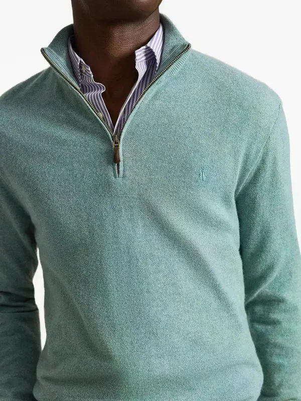 Polo Ralph Lauren Quarter-zip Italian Wool Sweater With Pony Embroidery