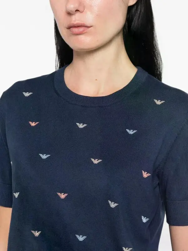 Emporio Armani Logo-embroidered Short-sleeve Sweater