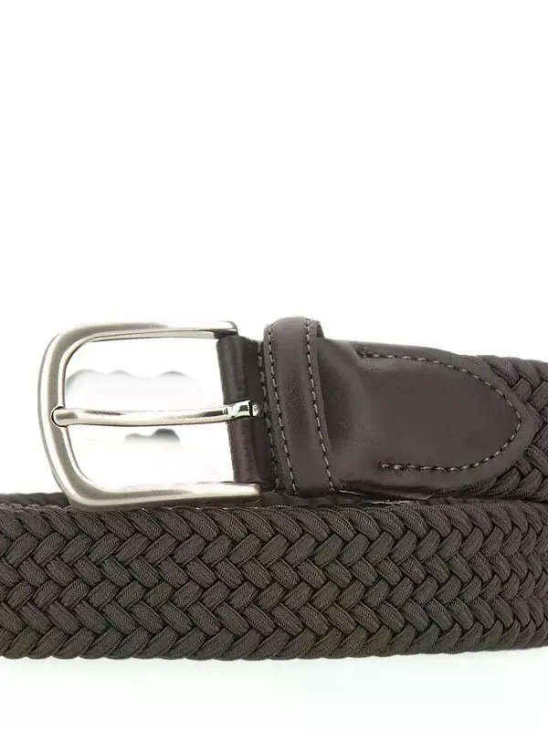 ALBERTO LUTI Woven Leather-trim Belt