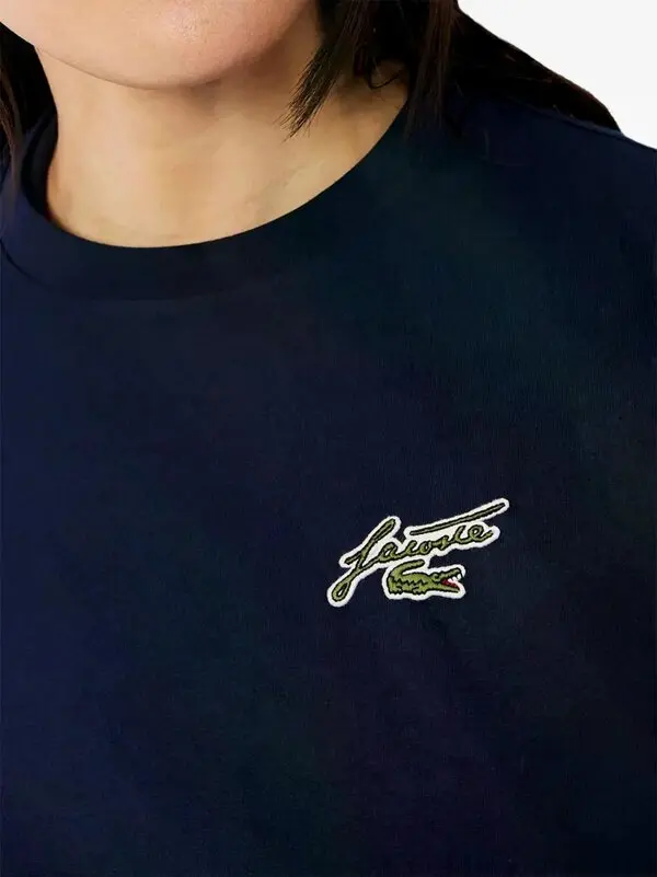 Lacoste Logo-patch Cropped T-shirt - Blue