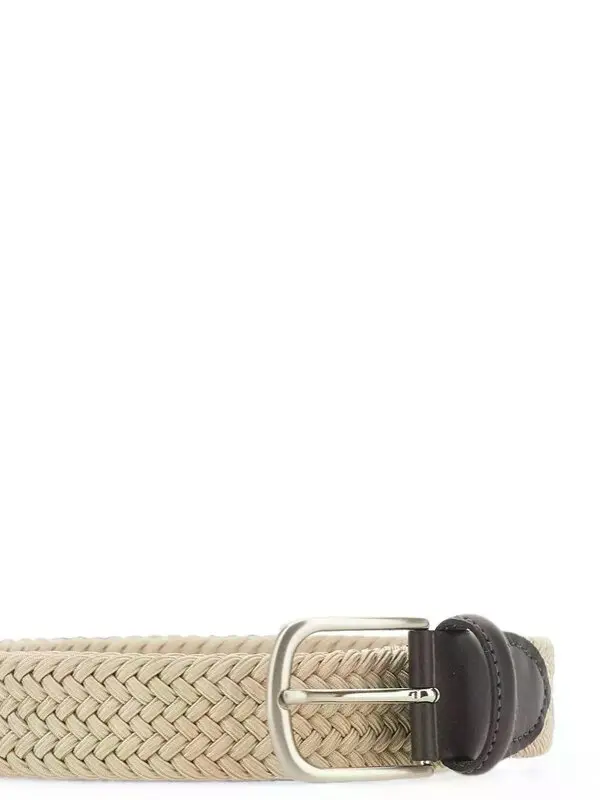 ALBERTO LUTI Woven Leather-trim Belt