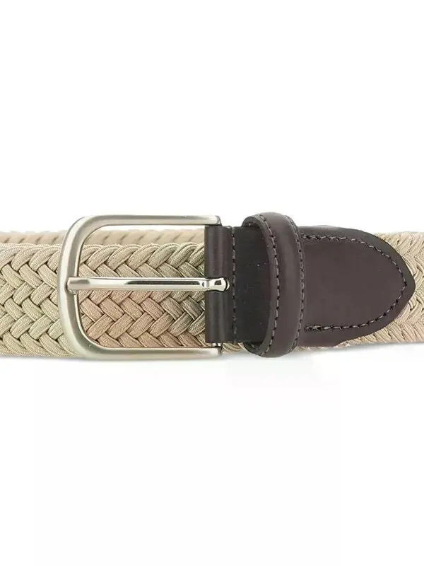 ALBERTO LUTI Woven Leather-trim Belt