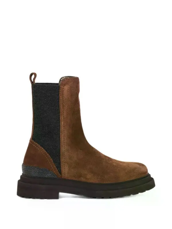 Brunello Cucinelli Monili-embellished Suede Ankle Boots