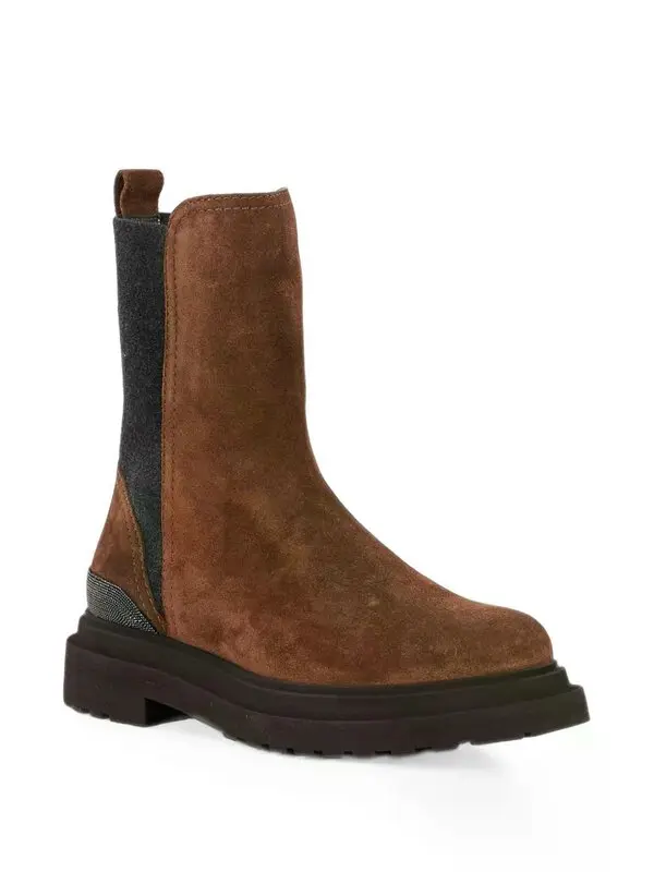 Brunello Cucinelli Monili-embellished Suede Ankle Boots