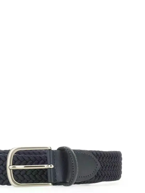 ALBERTO LUTI Woven Leather-trim Belt