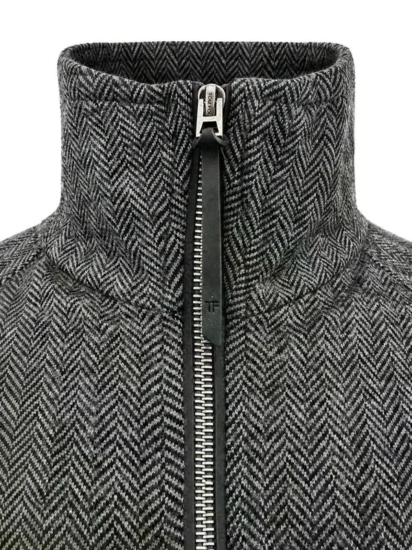 TOM FORD Herringbone-pattern Nubuck-detail Sweater