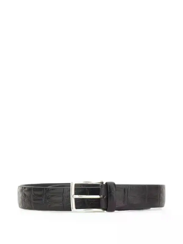 ALBERTO LUTI Crocodile-print Leather Belt - Black