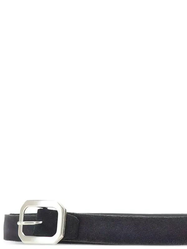 ALBERTO LUTI Calf-suede Belt With Silver-tone Buckle - Black