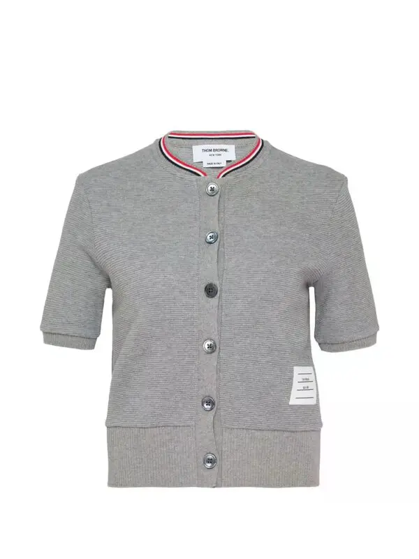 Thom Browne Cotton Waffle Short-sleeve Cardigan - Grey