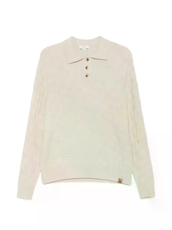 Jacob Cohen Basket-weave Long-sleeve Polo Shirt - Neutrals