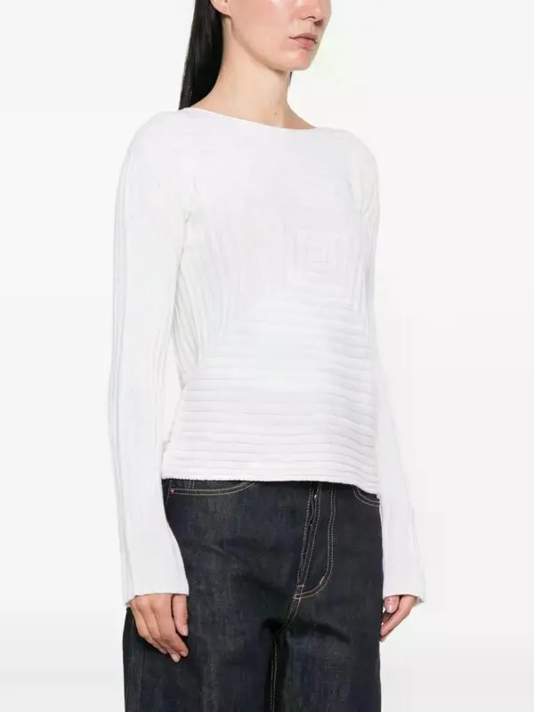 Emporio Armani Ribbed Geometric-knit Sweater - Blue