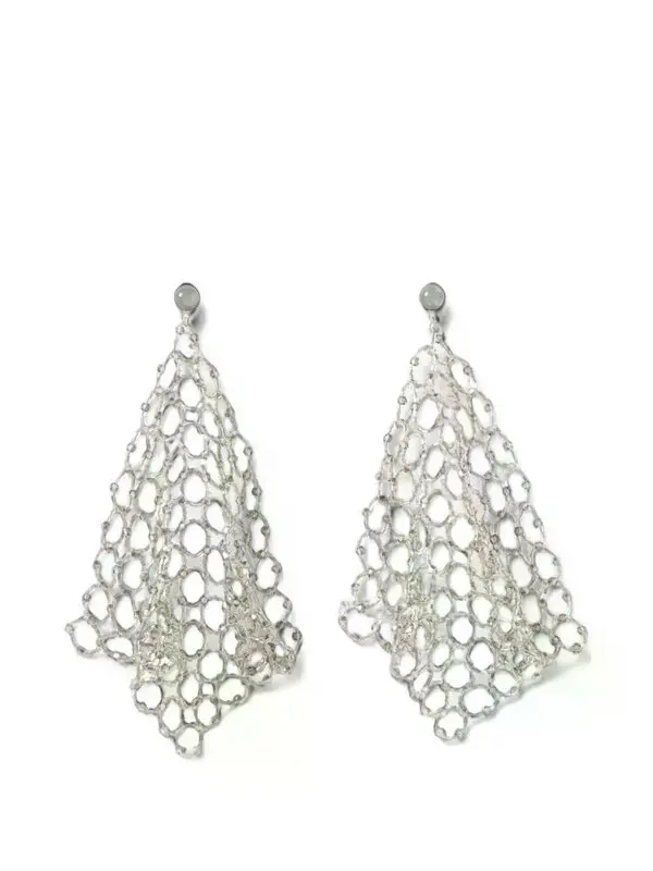 Emporio Armani Beaded Mesh Earrings - Silver