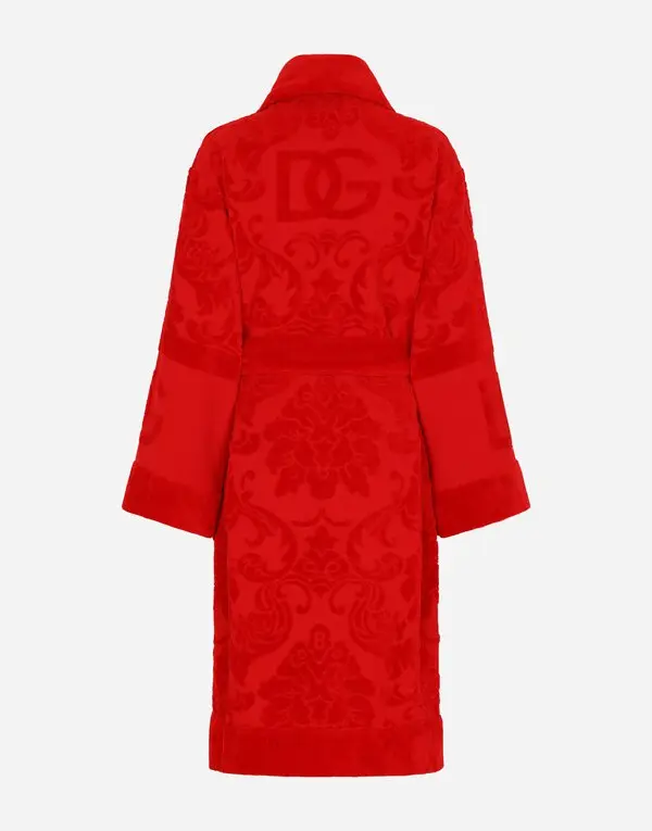 Dolce & Gabbana Bath Robe In Terry Cotton Jacquard Monochrome Bathrobes - Multicolor