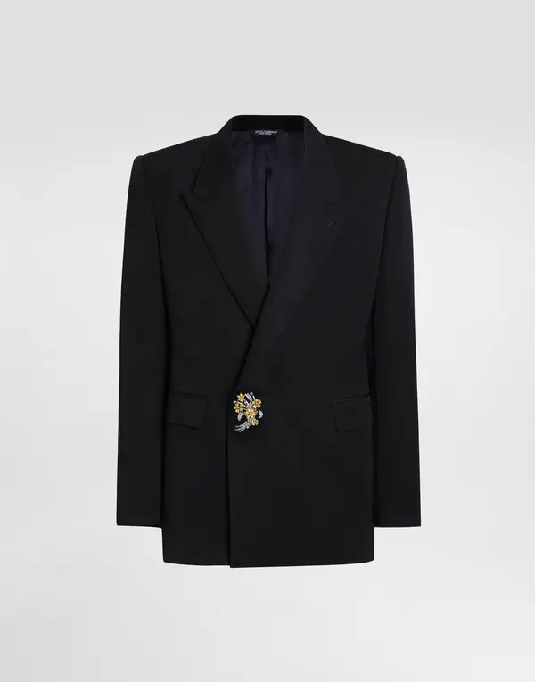 Dolce & Gabbana Double-breasted Jacket Inwool Gabardine Suits And Blazers Wool - Black