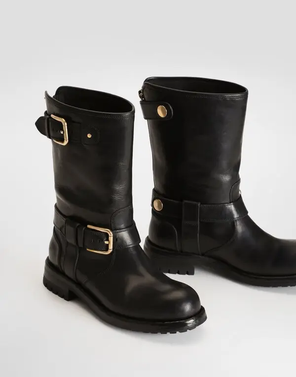 Dolce & Gabbana Calfskin Biker Boots Boots And Booties