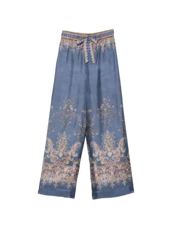 Zimmermann Valiant Printed Silk Trousers - Blue