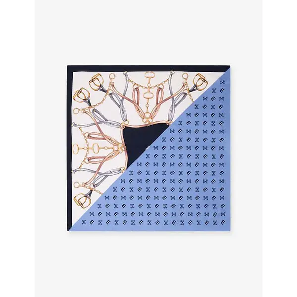 Maje Equestrian-print Silk Scarf - Blue