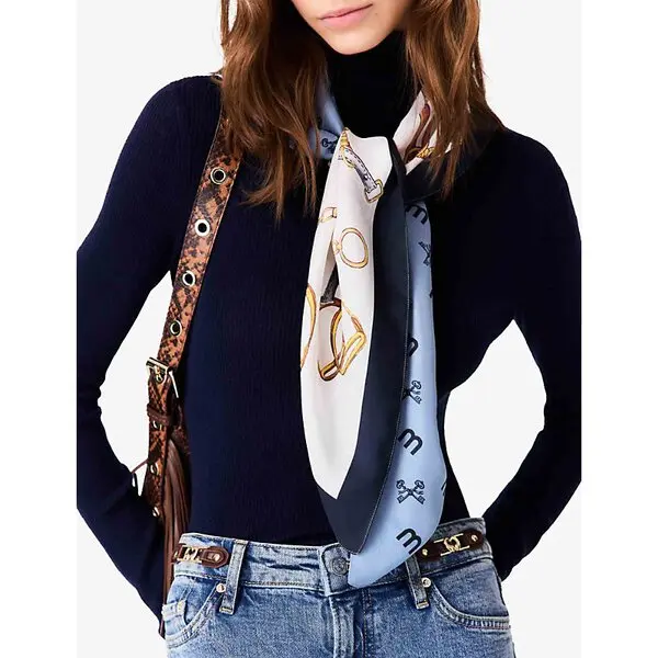 Maje Equestrian-print Silk Scarf