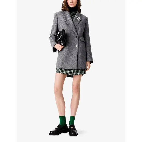 Maje Double-breasted Longline Wool-blend Coat